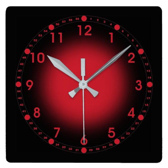 Neon Red Square Wall Clock | Zazzle.com