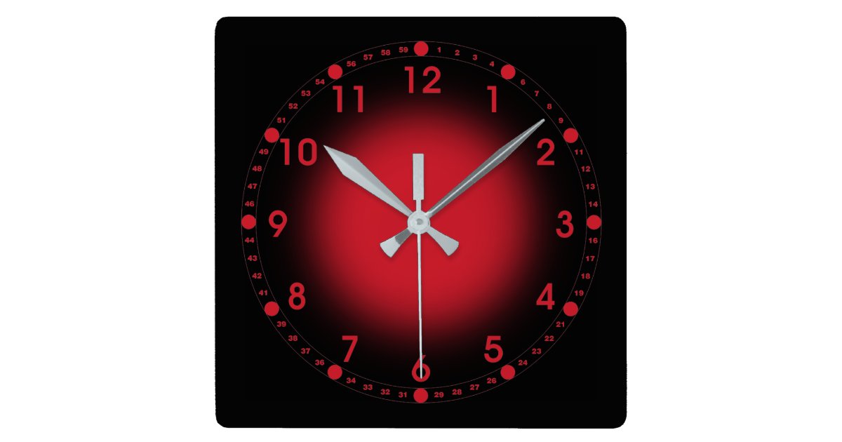 Neon Red Square Wall Clock | Zazzle.com