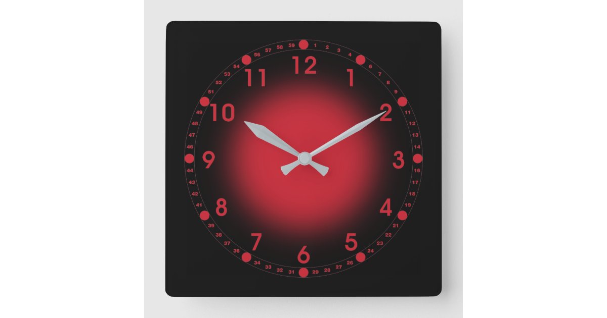 Neon Red Square Wall Clock | Zazzle