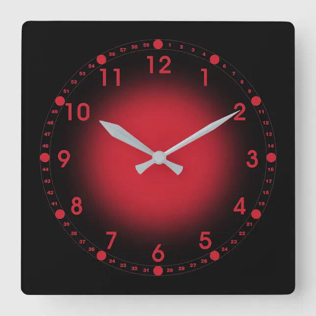 Neon Red Square Wall Clock | Zazzle