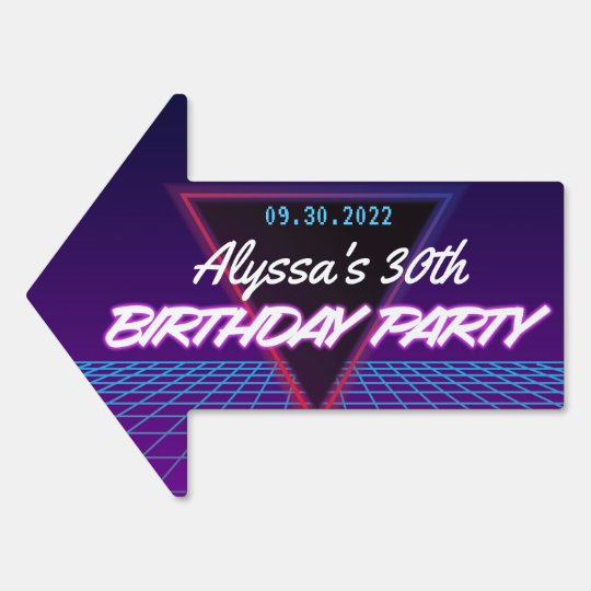 Neon Retro 80s Themed Purple Pink Birthday Party Sign | Zazzle.com