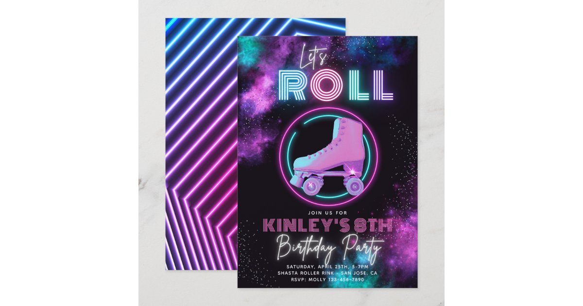 Neon Roller Skating Invitation | Skate | Zazzle