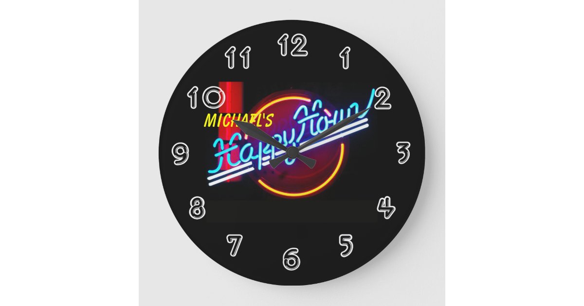 Neon Sign Bar Large Clock | Zazzle