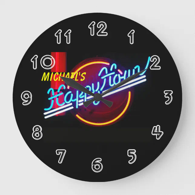 Neon Sign Bar Large Clock | Zazzle