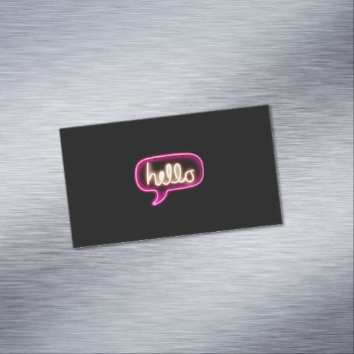 neon sign hello business card magnet | Zazzle