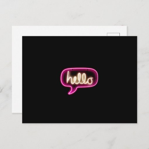 neon sign hello postcard | Zazzle
