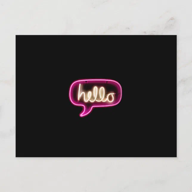 neon sign hello postcard | Zazzle