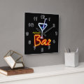Neon Sign Home Bar Personalized Square Wall Clock | Zazzle