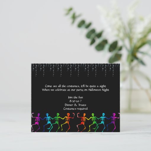 Neon Skeleton Dance Halloween Party Invitation | Zazzle