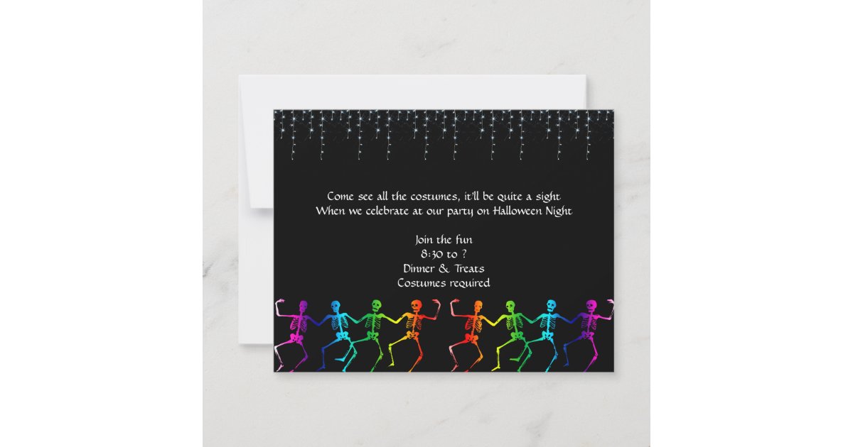 Neon Skeleton Dance Halloween Party Invitation | Zazzle