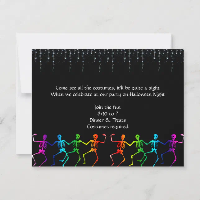 Neon Skeleton Dance Halloween Party Invitation | Zazzle