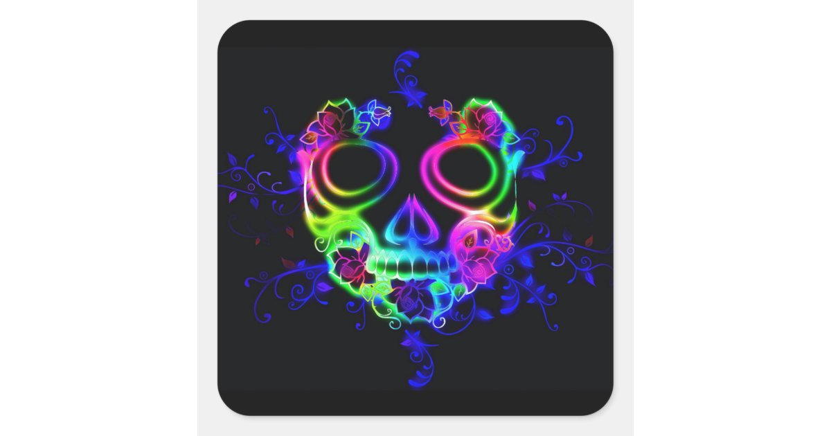 neon skull face stickers | Zazzle
