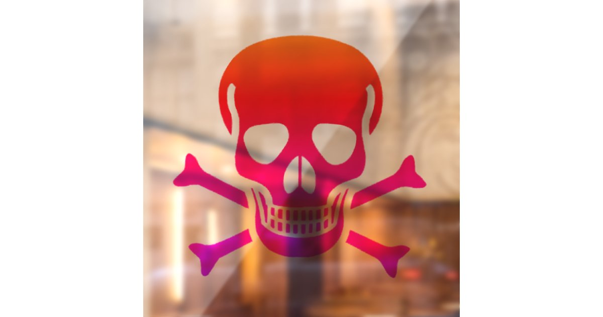 Neon Skull window cling back stick | Zazzle