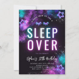 Neon Sleepover Invitation | Slumber Party | Zazzle