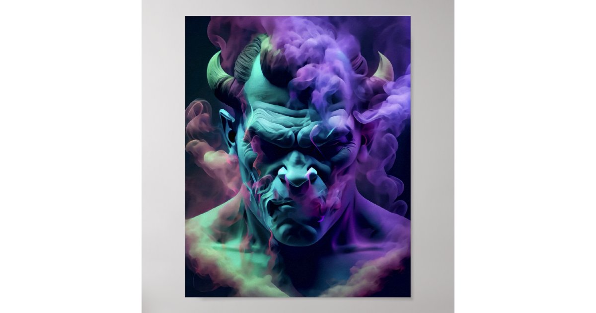 neon smoke demon soul skull poster | Zazzle