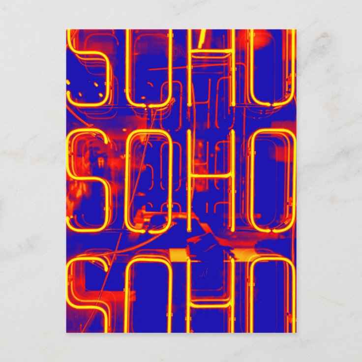 Neon Soho Sign Illuminated in London Postcard | Zazzle