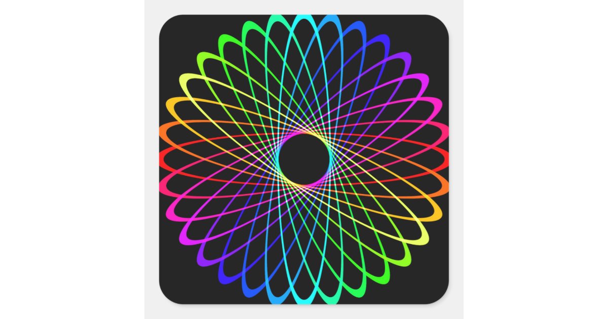 Neon Spiro Abstract Square Sticker | Zazzle