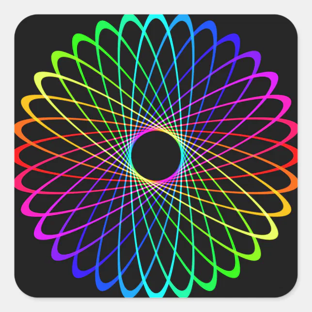 Neon Spiro Abstract Square Sticker | Zazzle