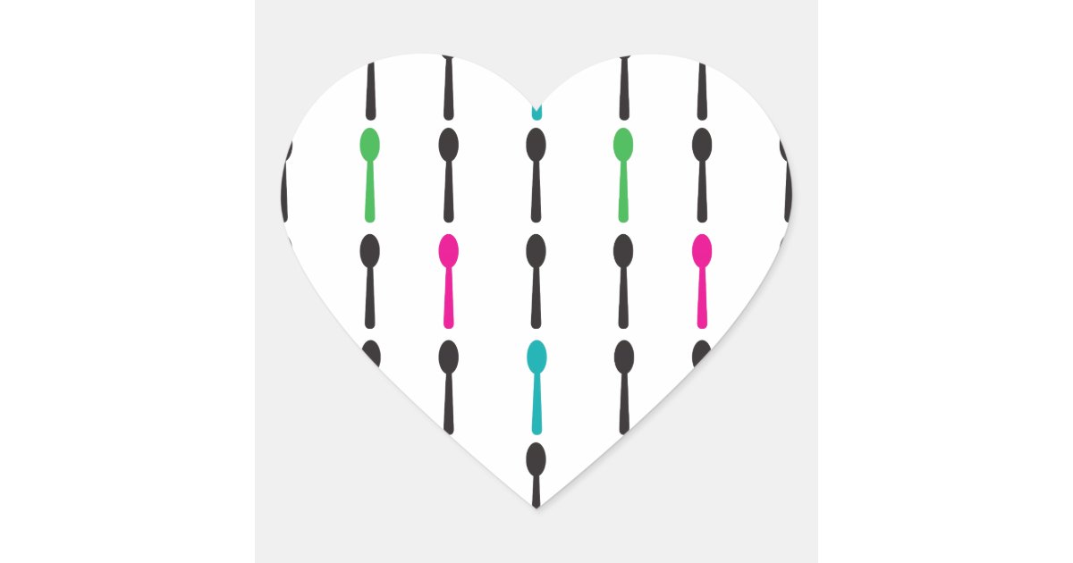 Neon Spoons Heart Sticker | Zazzle