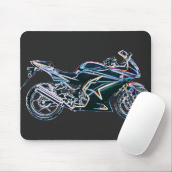 Neon Sport Bike Motorcycle Mousepad | Zazzle