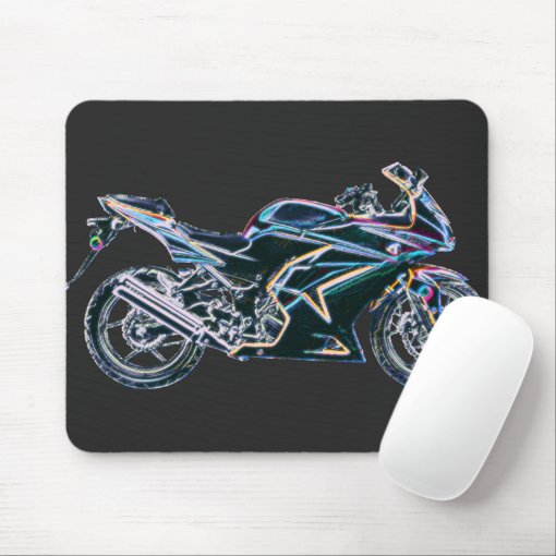Neon Sport Bike Motorcycle Mousepad | Zazzle