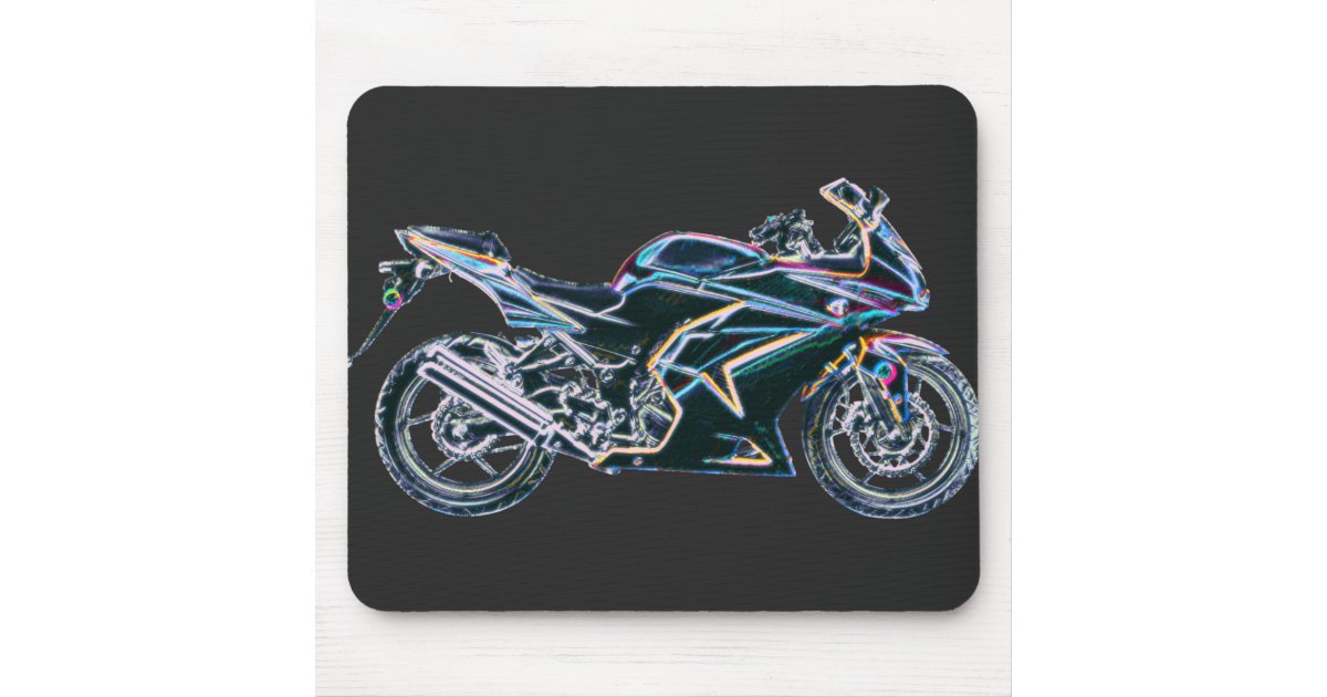 Neon Sport Bike Motorcycle Mousepad | Zazzle