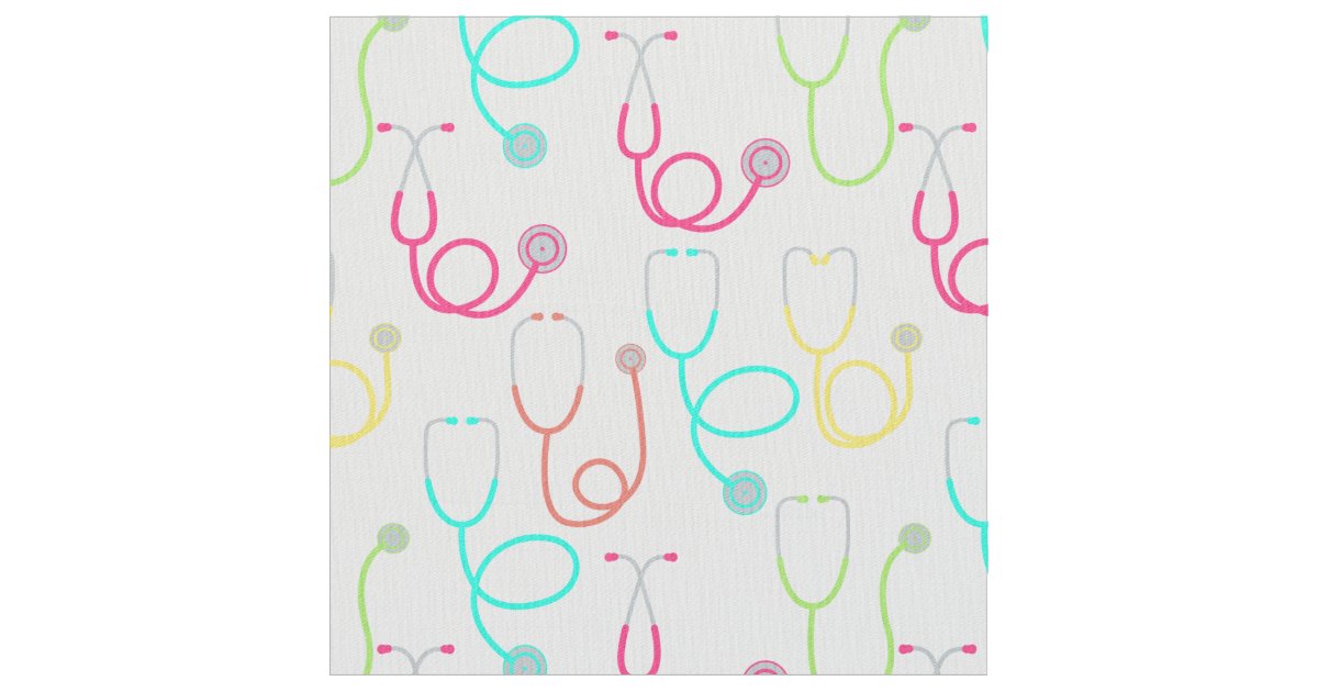 Neon Stethoscope Pattern Fabric | Zazzle