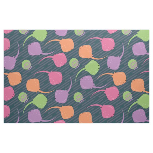 Stingrays Manta Rays Blue Ocean Pattern Fabric | Zazzle