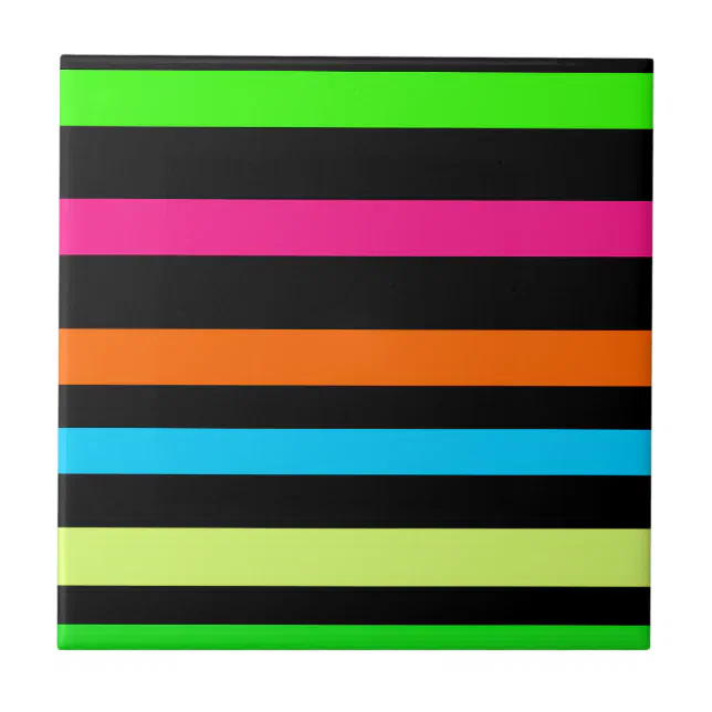 Neon stripes tile | Zazzle