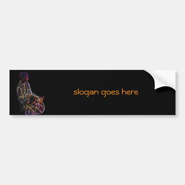 Neon-style Glowing Dhol Drummer Bumper Sticker | Zazzle