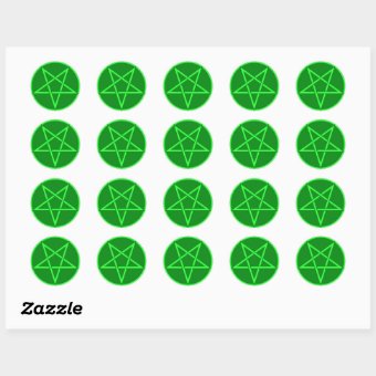 Neon style green Pentacle pentagram Classic Round Sticker | Zazzle