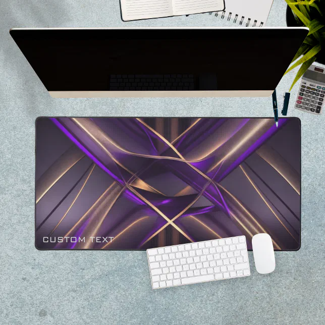 Neon Style Purple Gold Custom Gaming Extended Desk Mat | Zazzle