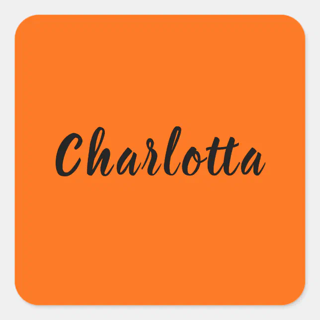 Neon Sunset Orange Solid Color Custom Personalized Square Sticker | Zazzle