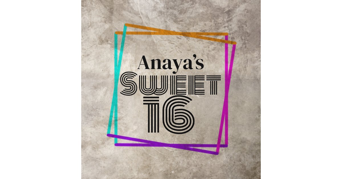 Neon Sweet 16 Birthday Monogrammed Name Floor Decals | Zazzle