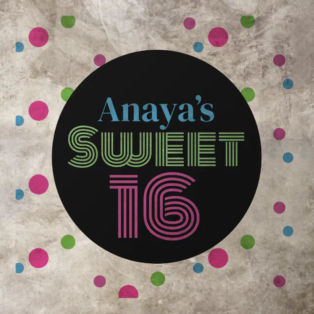 Neon Sweet 16 Glow Birthday Party Floor Decals | Zazzle