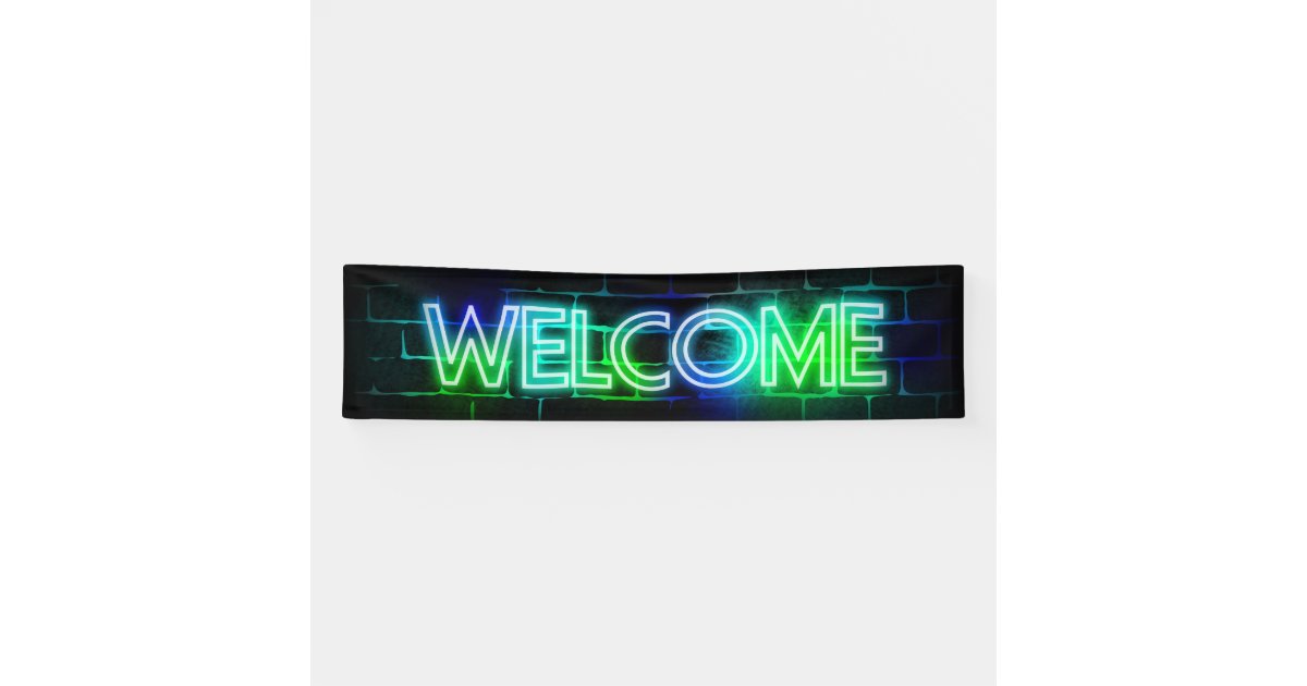 Neon themed welcome banner | Zazzle