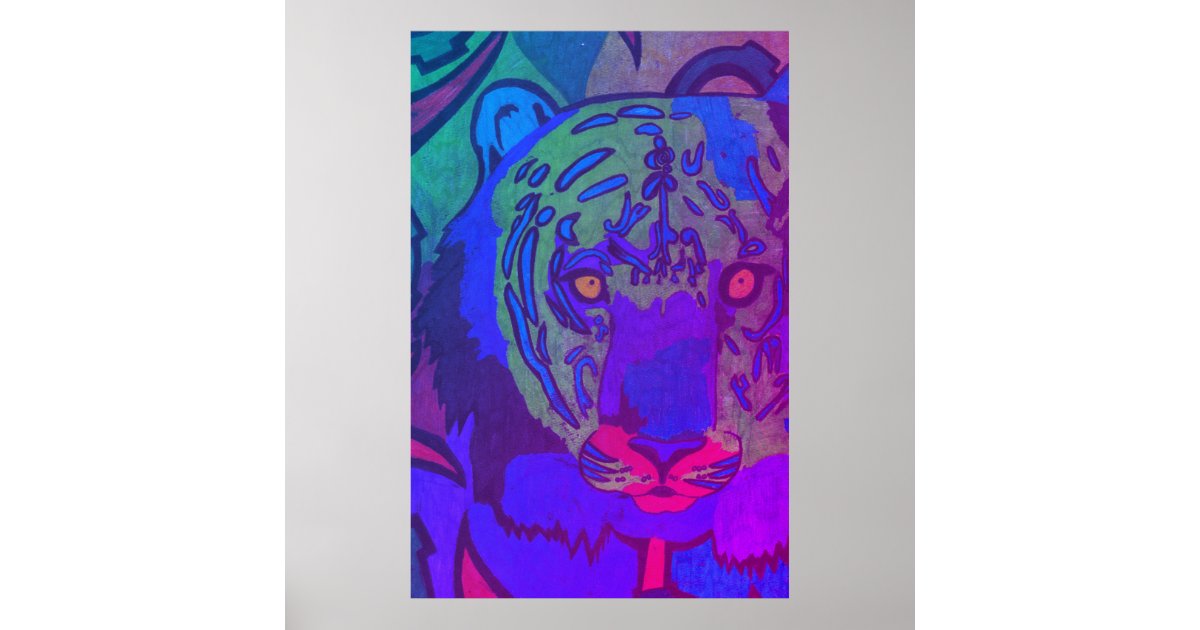 Neon Tiger BlackLight Poster | Zazzle
