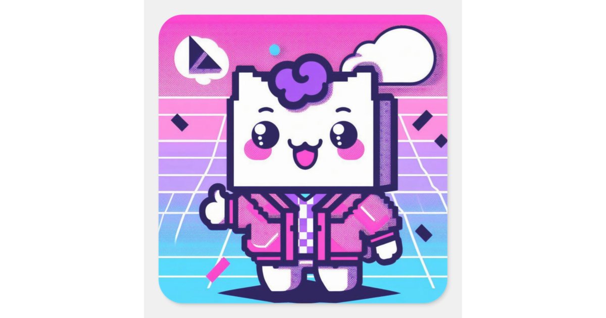 Neon Toast Square Sticker | Zazzle