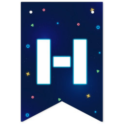 Neon Video Game Arcade Happy Birthday Bunting Flags | Zazzle