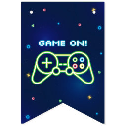Neon Video Game Arcade Happy Birthday Bunting Flags | Zazzle