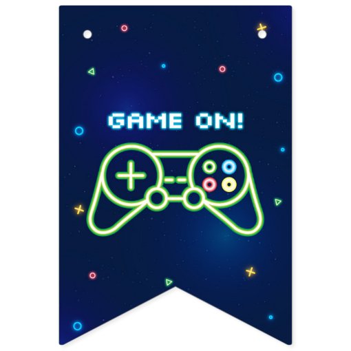 Neon Video Game Arcade Happy Birthday Bunting Flags | Zazzle