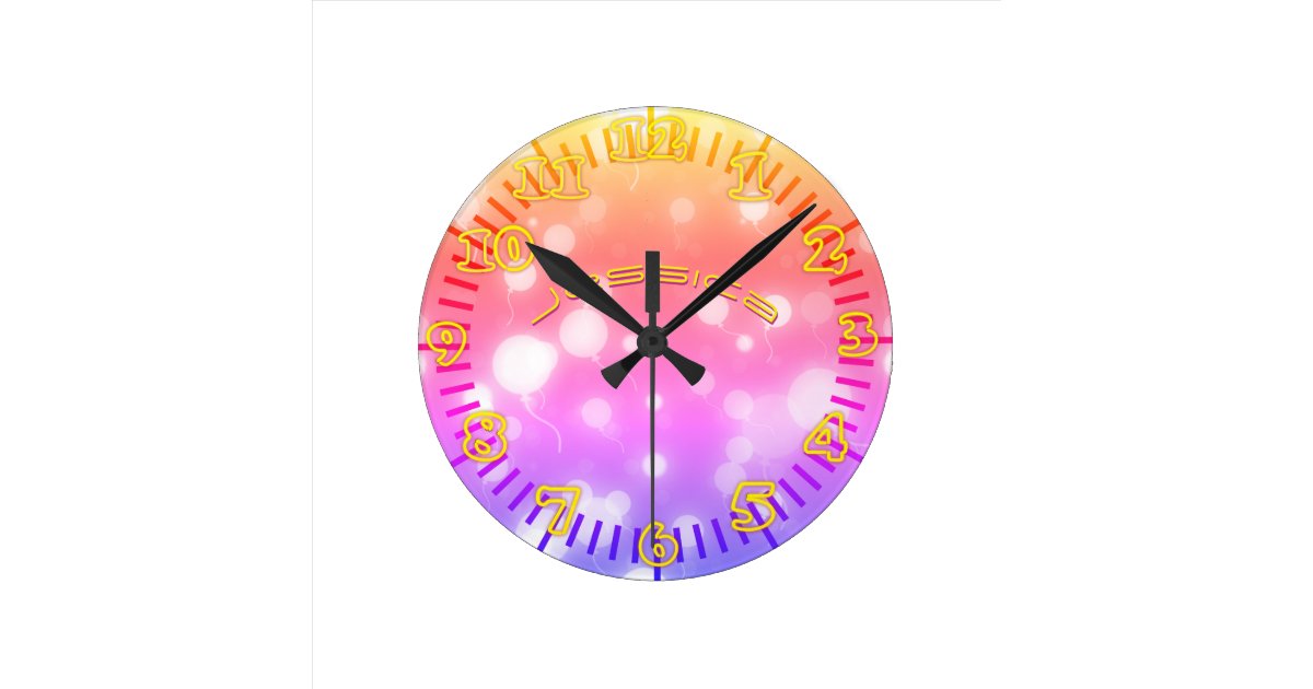 NEON Wall Clock PINK PURPLE Personalized | Zazzle.com