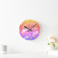 NEON Wall Clock PINK PURPLE Personalized | Zazzle