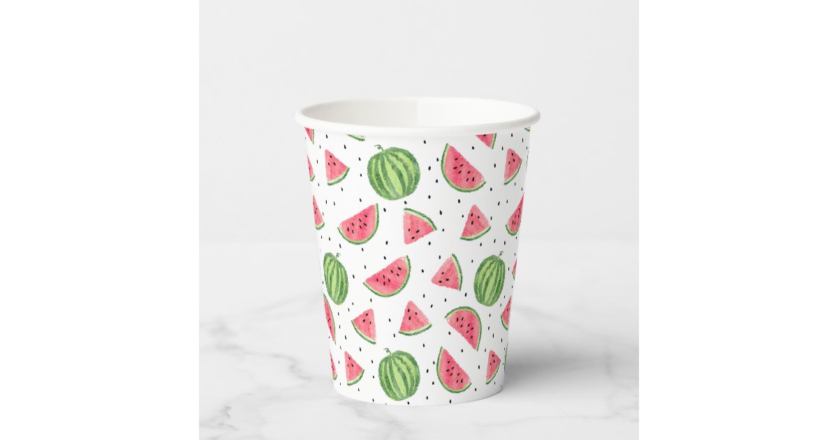 Neon Watercolor Watermelons Pattern Paper Cups | Zazzle