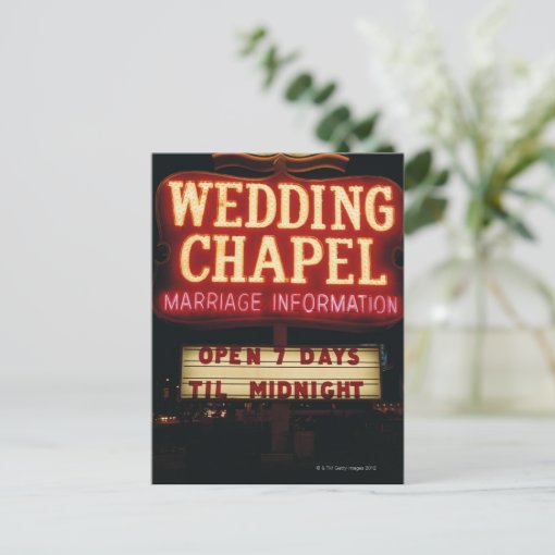 Neon Wedding Chapel Sign in Las Vegas, USA Postcard | Zazzle