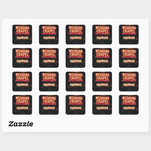 Neon Wedding Chapel Sign in Las Vegas, USA Square Sticker | Zazzle