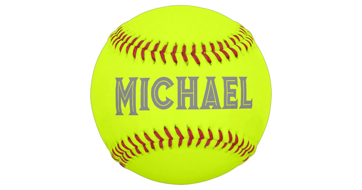 Neon Yellow Elegant Name Color Plain Bright Softball | Zazzle