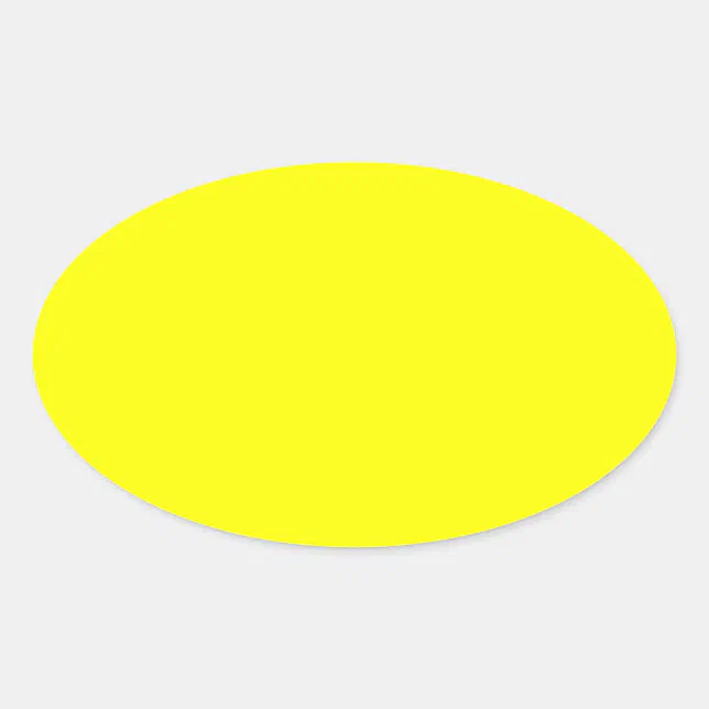 Neon yellow hex code FFFF01 Oval Sticker | Zazzle
