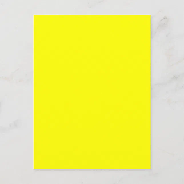 Neon yellow hex code FFFF01 Postcard | Zazzle