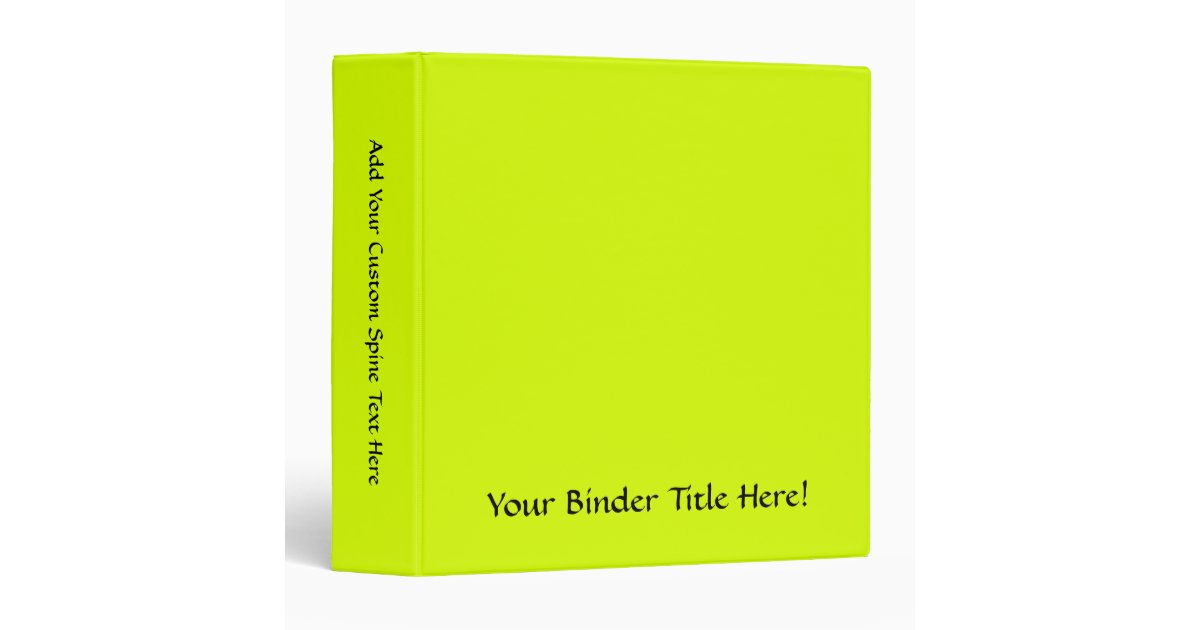 Neon Yellow, High Visibility Binder | Zazzle